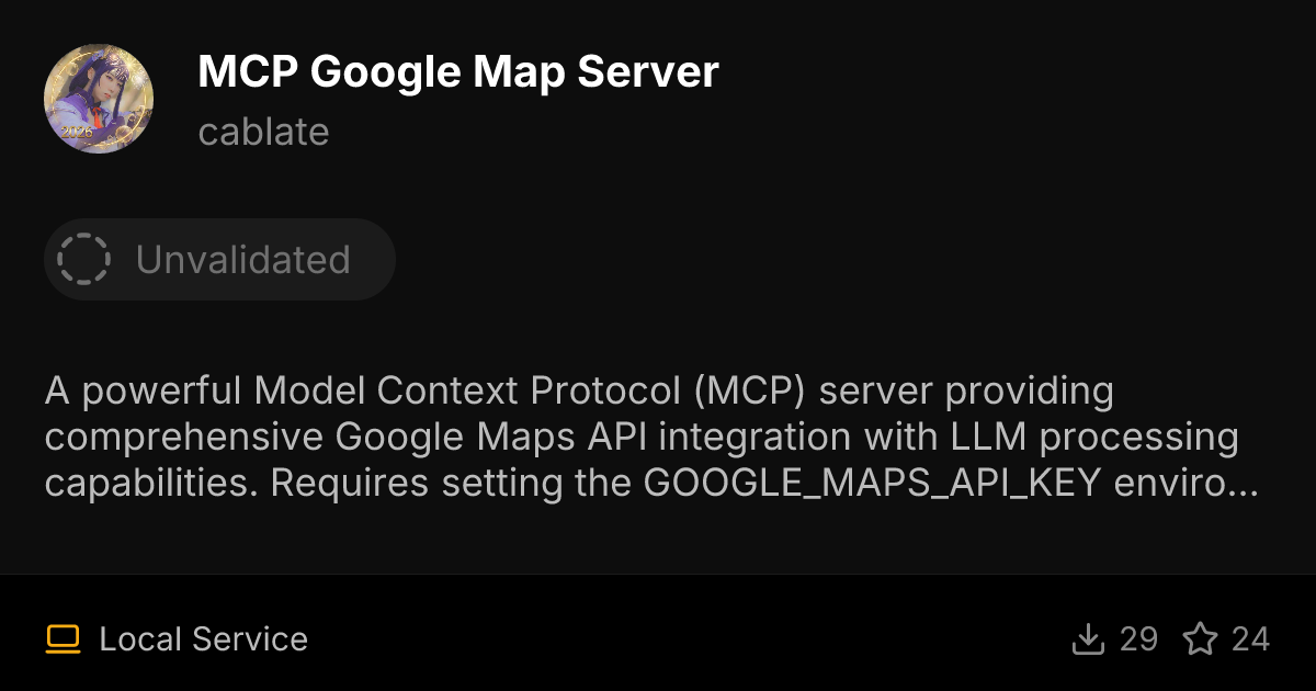 MCP Google Map 서버 | MCP Servers · LobeHub