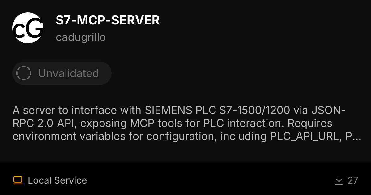 S7-MCP-SERVER | MCP Servers · LobeHub