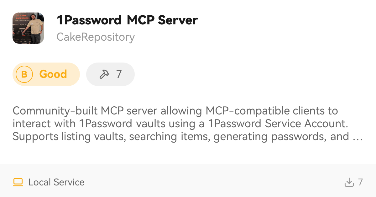 1Password MCP Server | MCP Servers · LobeHub