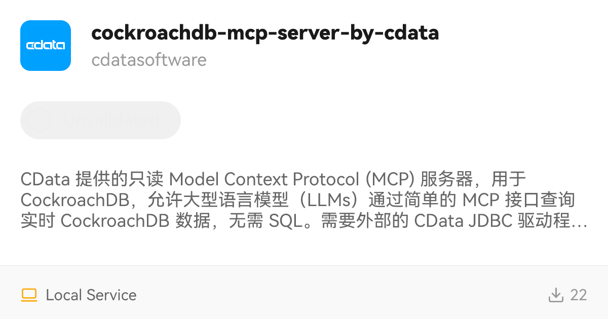 cockroachdb-mcp-server-by-cdata | MC... · LobeHub