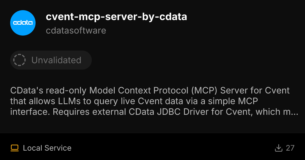cvent-mcp-server-by-cdata | MCP Servers · LobeHub