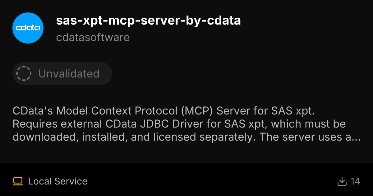 sas-xpt-mcp-server-by-cdata | MCP Se... · LobeHub