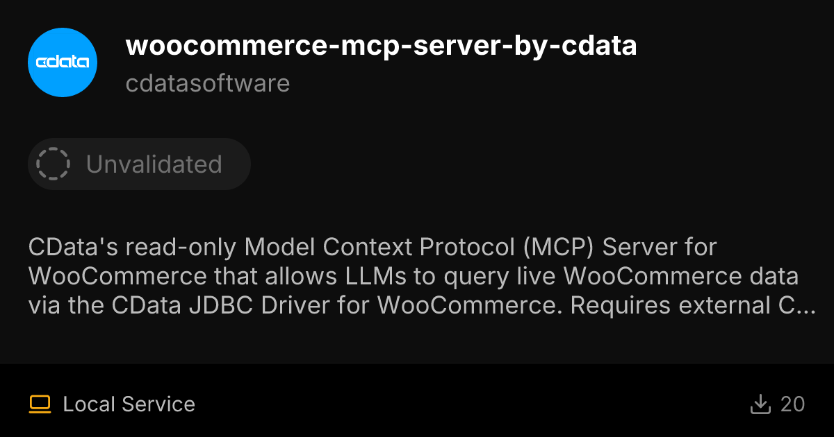 woocommerce-mcp-server-by-cdata | MC... · LobeHub