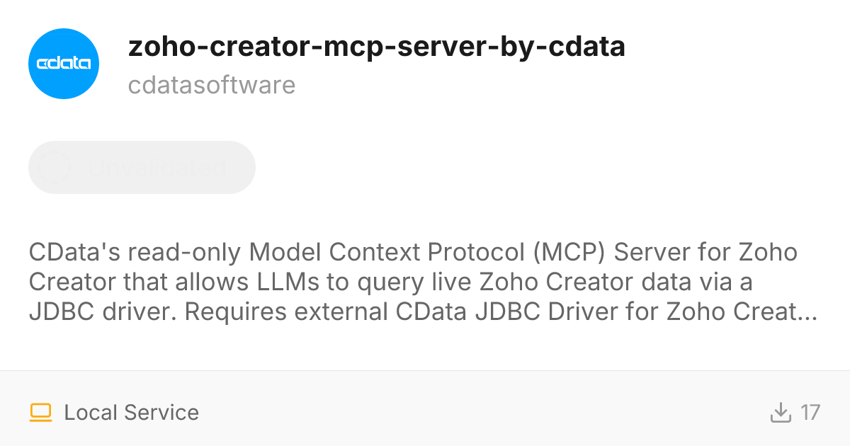 zoho-creator-mcp-server-by-cdata | M... · LobeHub