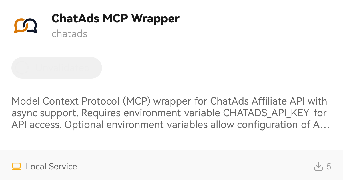ChatAds MCP Wrapper | MCP Servers · LobeHub