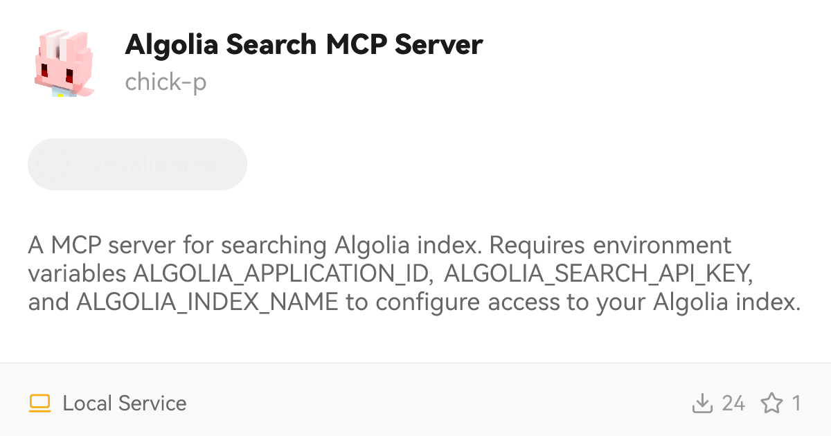 Algolia Search MCP 服务器 | MCP Servers · LobeHub
