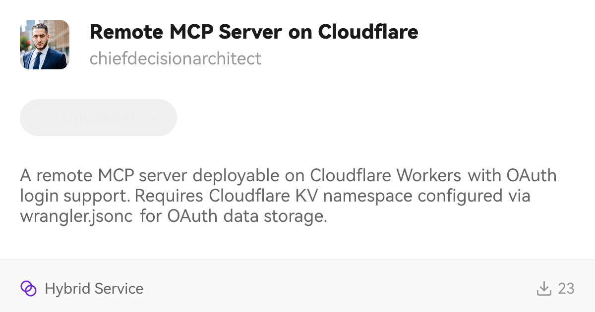 Remote MCP Server on Cloudflare | MC... · LobeHub