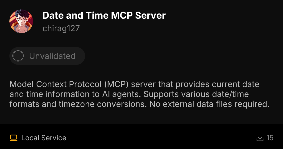 Date and Time MCP Server | MCP Servers · LobeHub