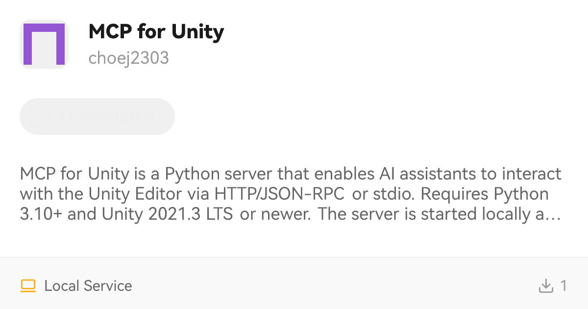 MCP for Unity | MCP Servers · LobeHub