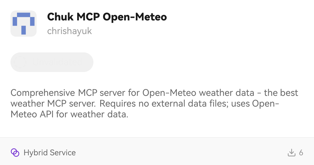 Chuk MCP Open-Meteo | MCP Servers · LobeHub