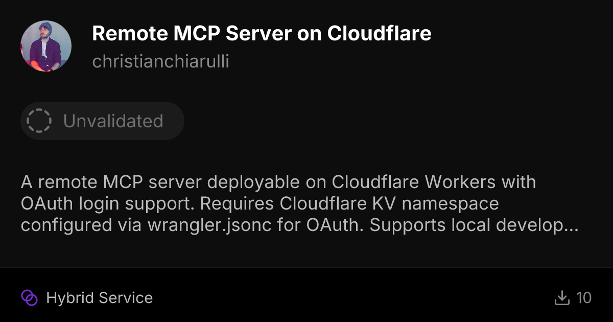 Remote MCP Server on Cloudflare | MC... · LobeHub