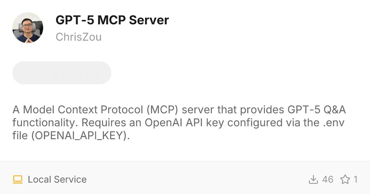 GPT-5 MCP 伺服器 | MCP Servers · LobeHub