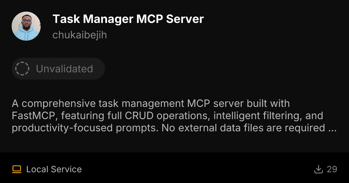 Task Manager MCP Server | MCP Servers · LobeHub
