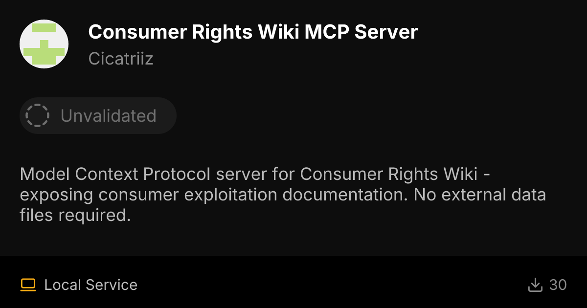 Consumer Rights Wiki MCP Server | MC... · LobeHub