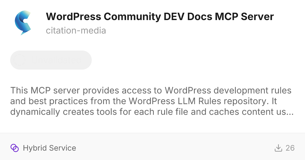 WordPress Community DEV Docs MCP Ser... · LobeHub