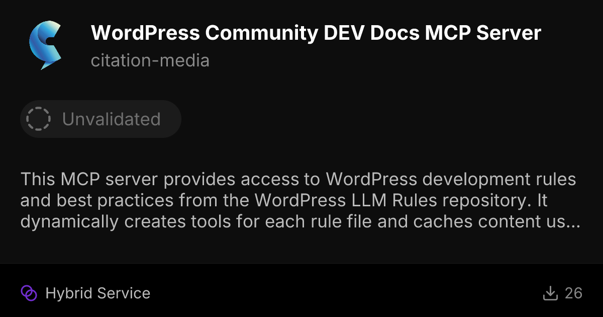 WordPress Community DEV Docs MCP Ser... · LobeHub