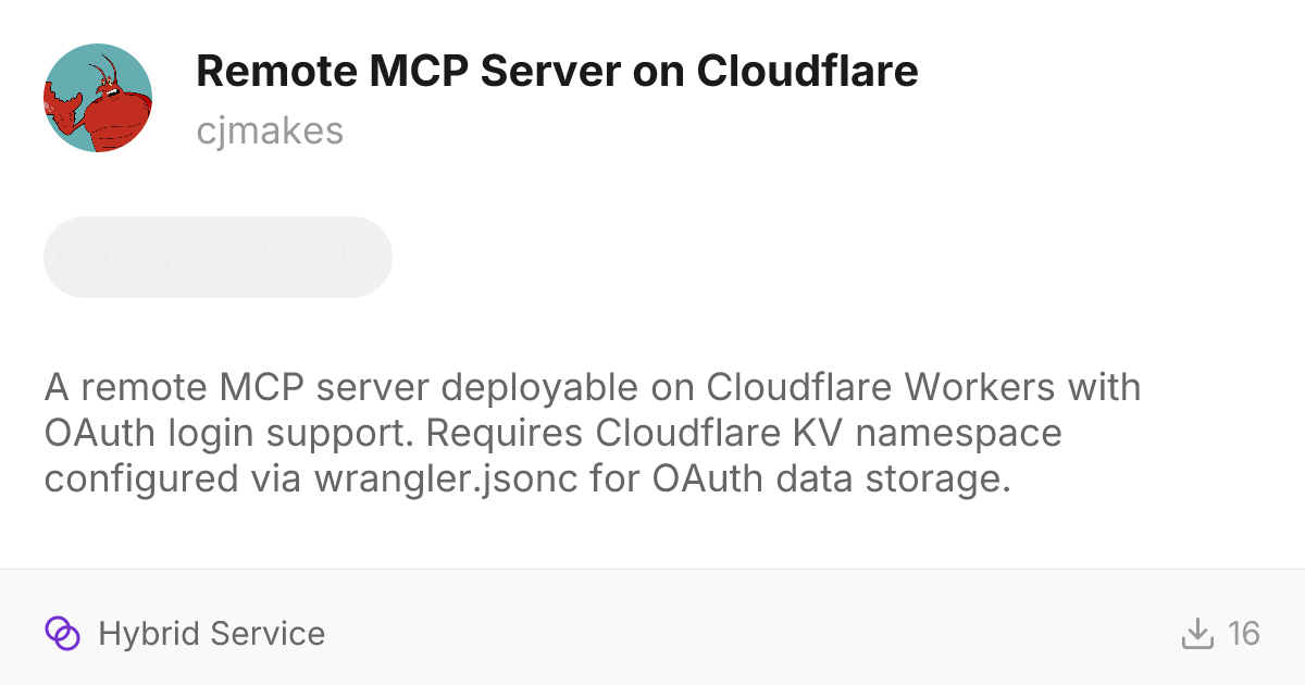 Remote MCP Server on Cloudflare | MC... · LobeHub