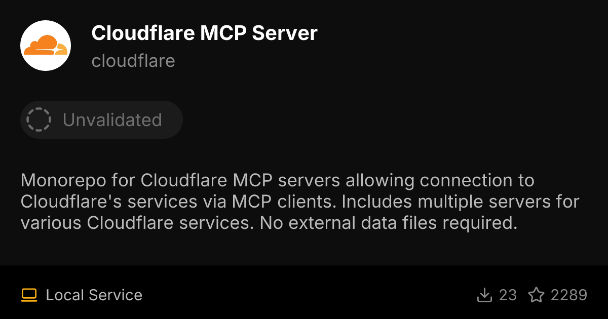 Cloudflare MCP Server | MCP Servers · LobeHub