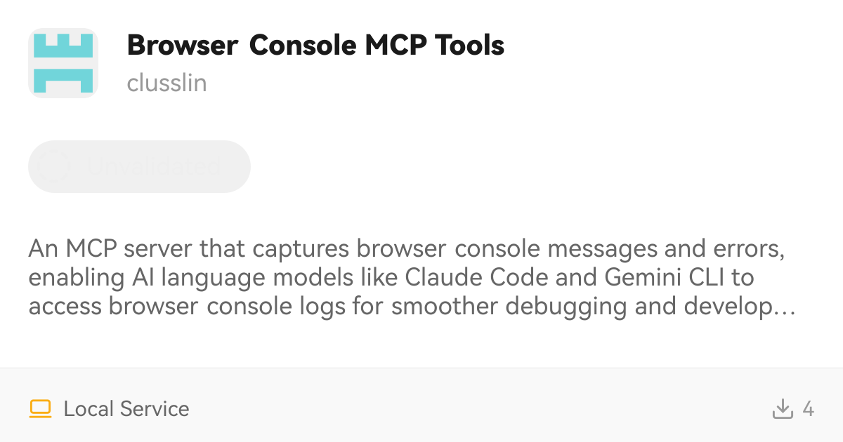 Browser Console MCP Tools | MCP Servers · LobeHub