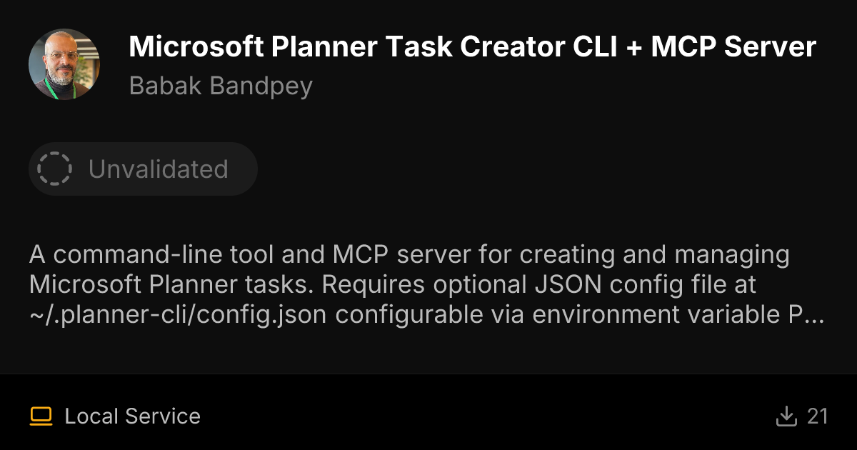 Microsoft Planner 任務建立器 CLI + MCP 伺服... · LobeHub