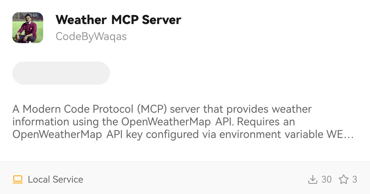 Weather MCP Server | MCP Servers · LobeHub