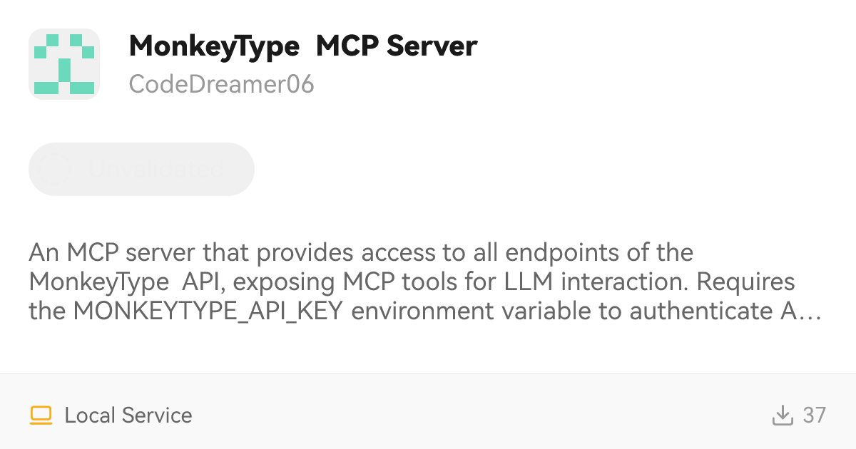 MonkeyType MCP Server | MCP Servers · LobeHub