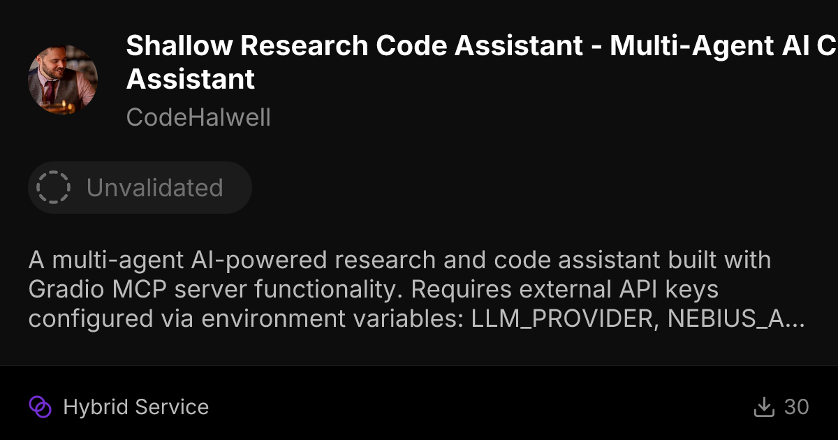 Shallow Research Code Assistant - Mu... · LobeHub