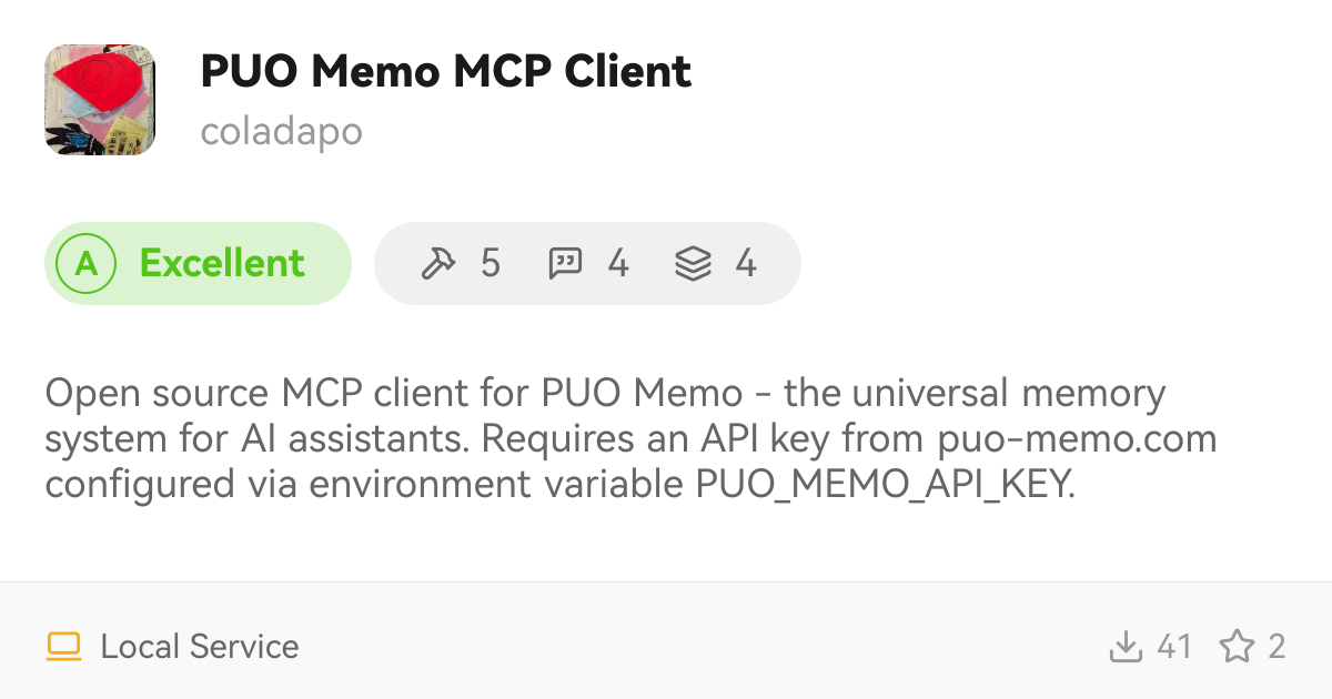 PUO Memo MCP Client | MCP Servers · LobeHub