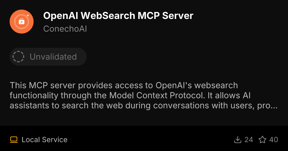 OpenAI WebSearch MCP Server | MCP Se... · LobeHub