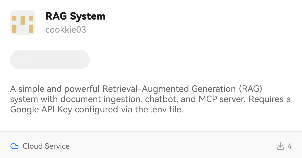 RAG System | MCP Servers · LobeHub