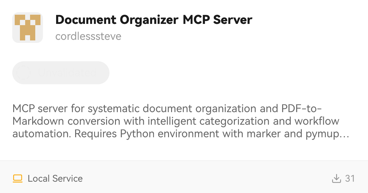 Document Organizer MCP Server | MCP ... · LobeHub