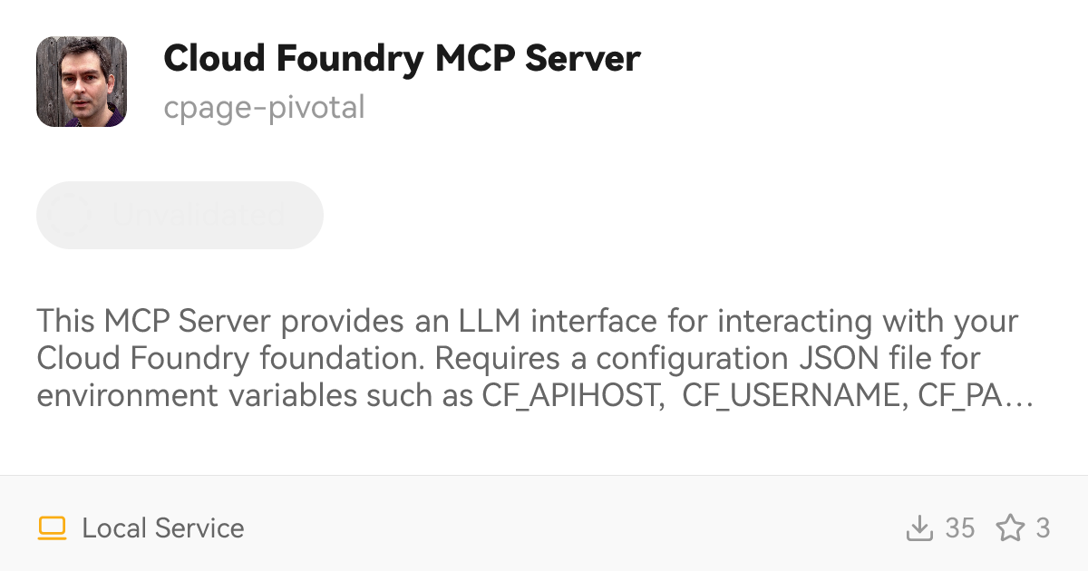 Cloud Foundry MCP Server | MCP Servers · LobeHub