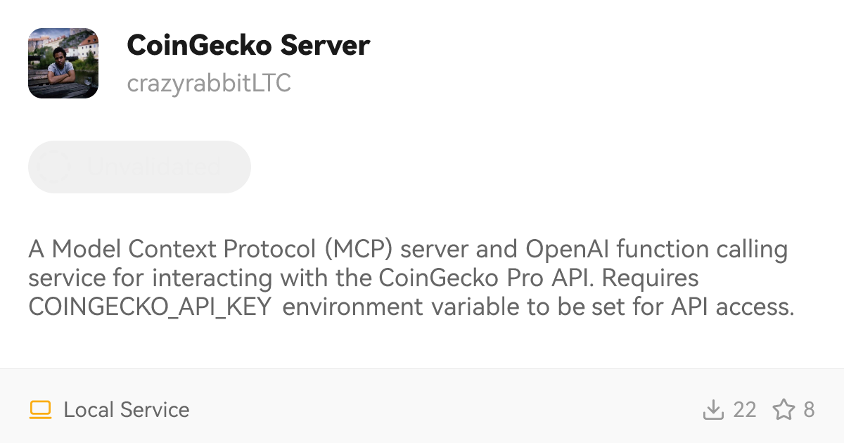 CoinGecko Server | MCP Servers · LobeHub