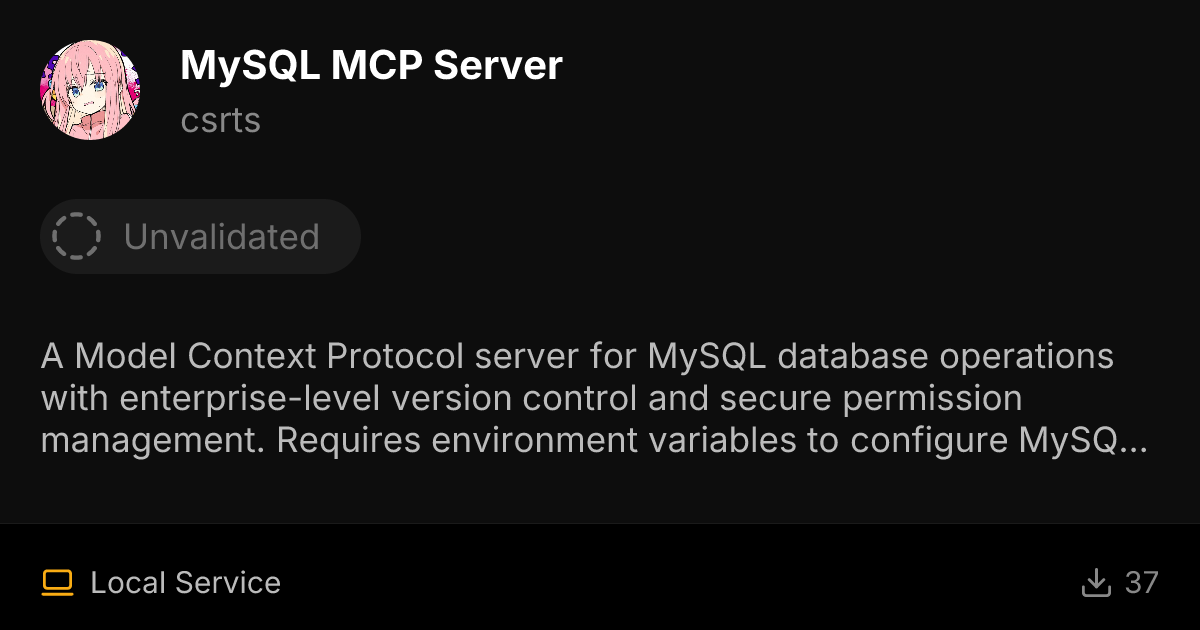 MySQL MCP Server | MCP Servers · LobeHub