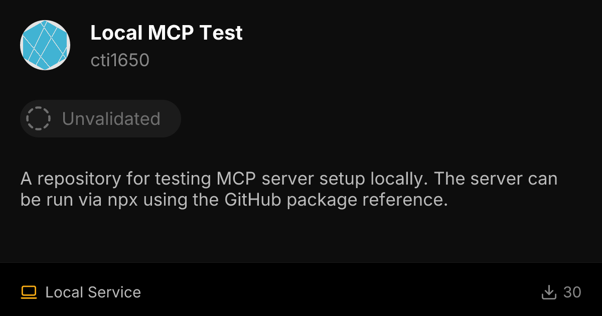 Local MCP Test | MCP Servers · LobeHub