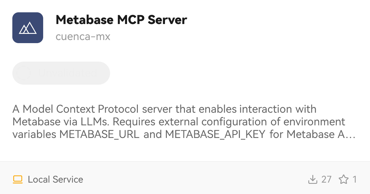 Metabase MCP Server | MCP Servers · LobeHub