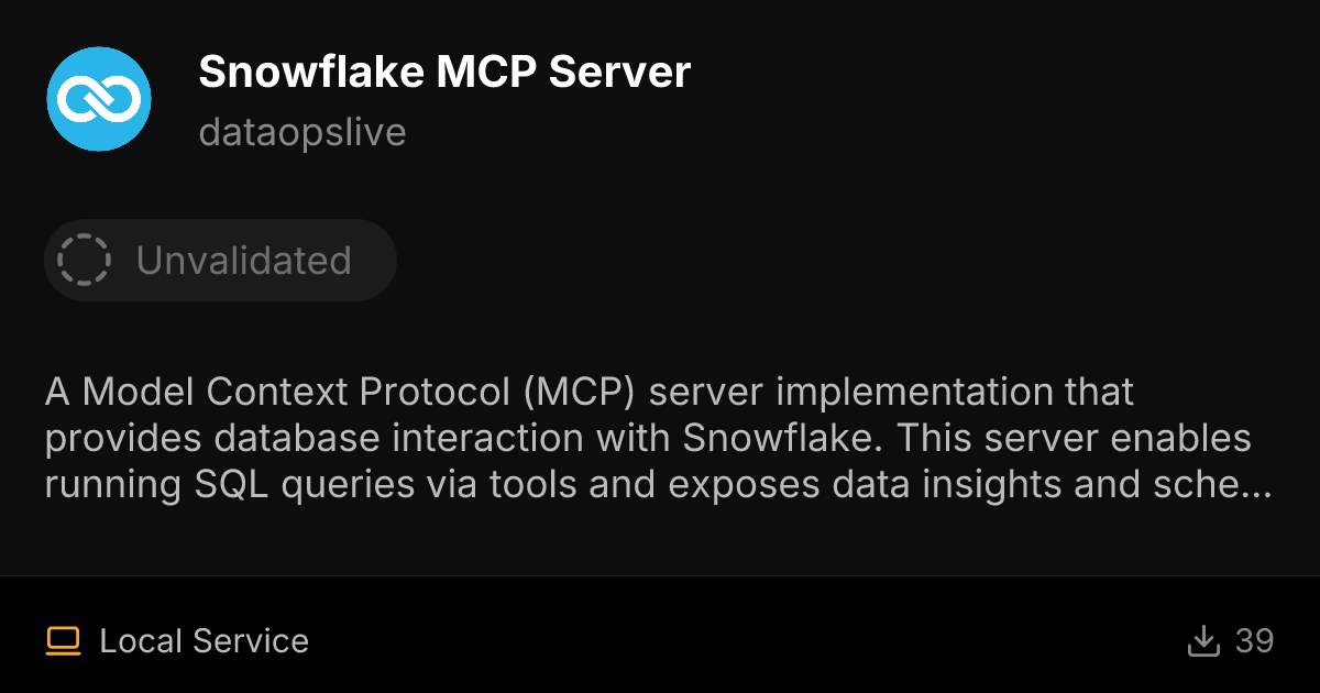 Snowflake MCP Server | MCP Servers · LobeHub