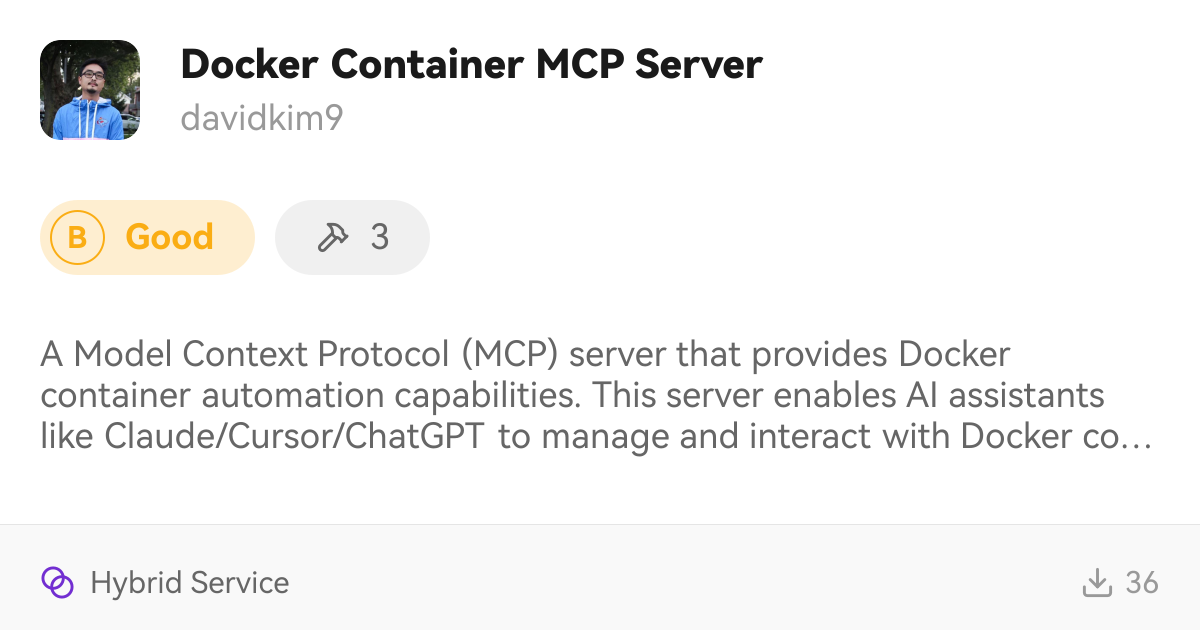 Docker Container MCP Server | MCP Se... · LobeHub