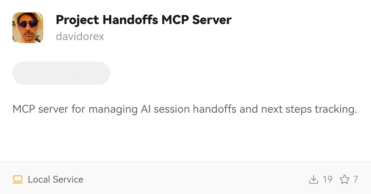 Project Handoffs MCP Server | MCP Se... · LobeHub