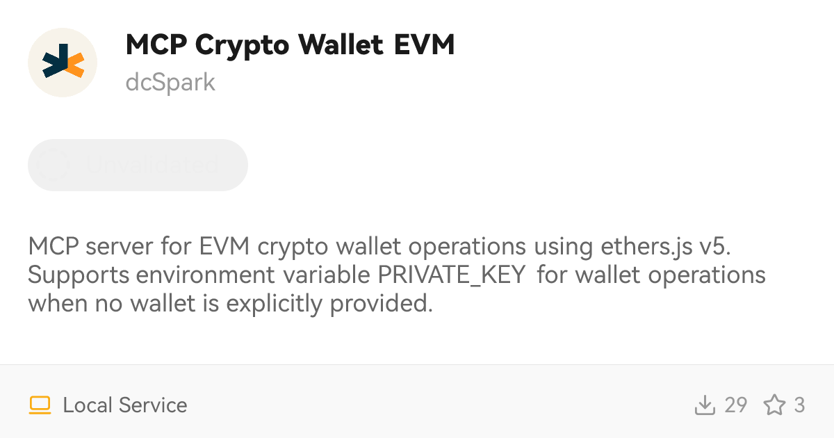 MCP Crypto Wallet EVM | MCP Servers · LobeHub