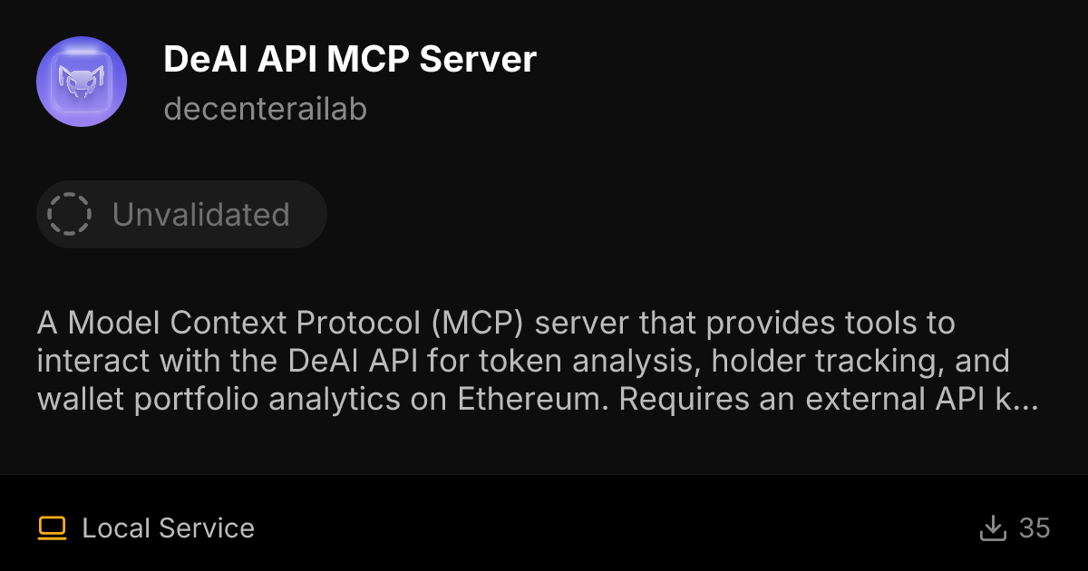 DeAI API MCP Server | MCP Servers · LobeHub