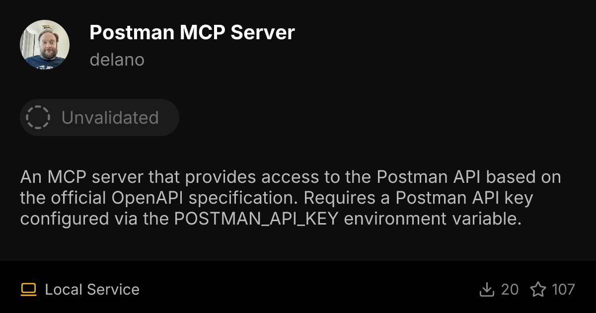 Postman MCP Server | MCP Servers · LobeHub