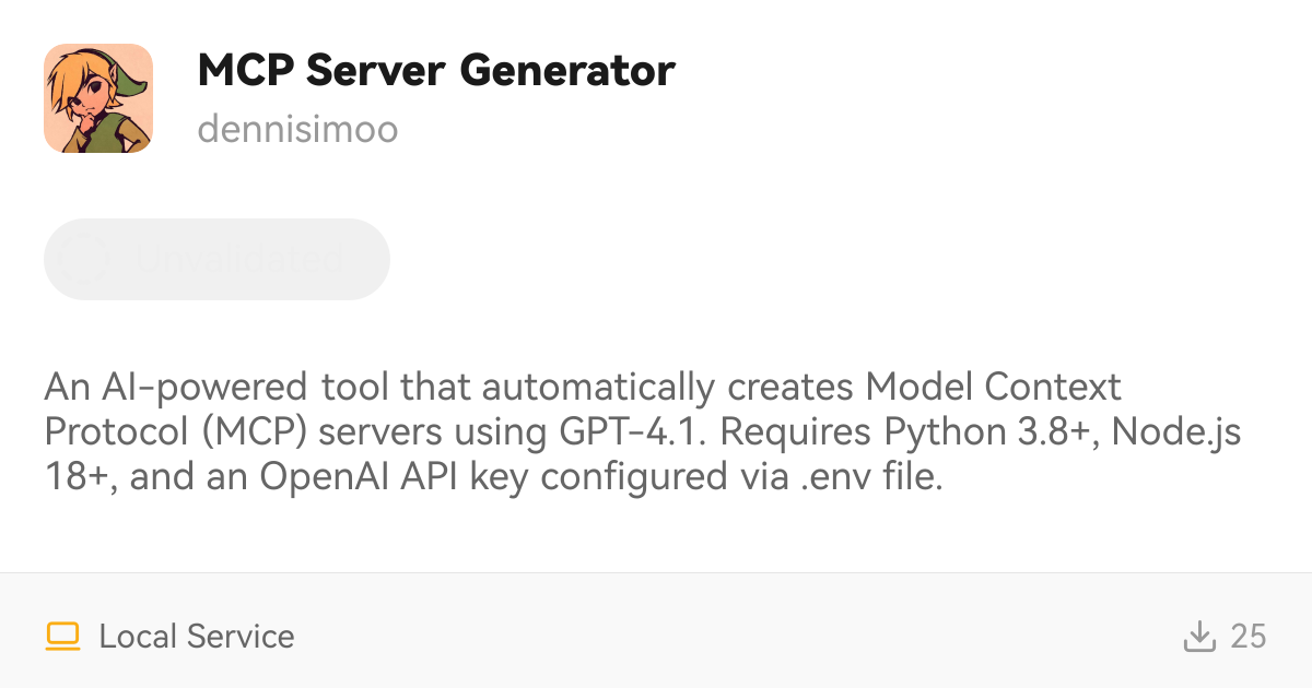MCP Server Generator | MCP Servers · LobeHub
