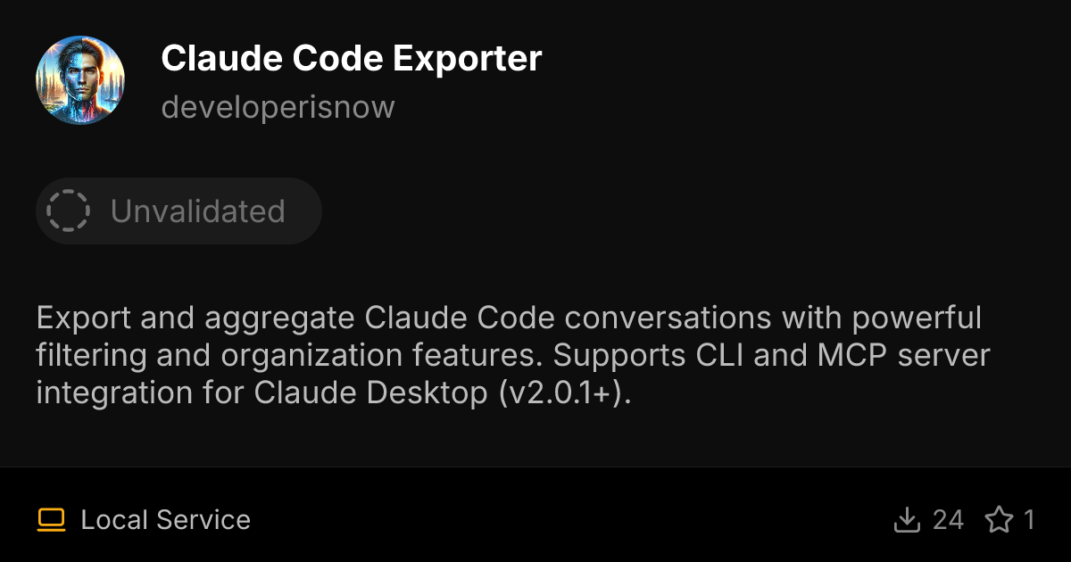 Claude Code 导出工具 | MCP Servers · LobeHub