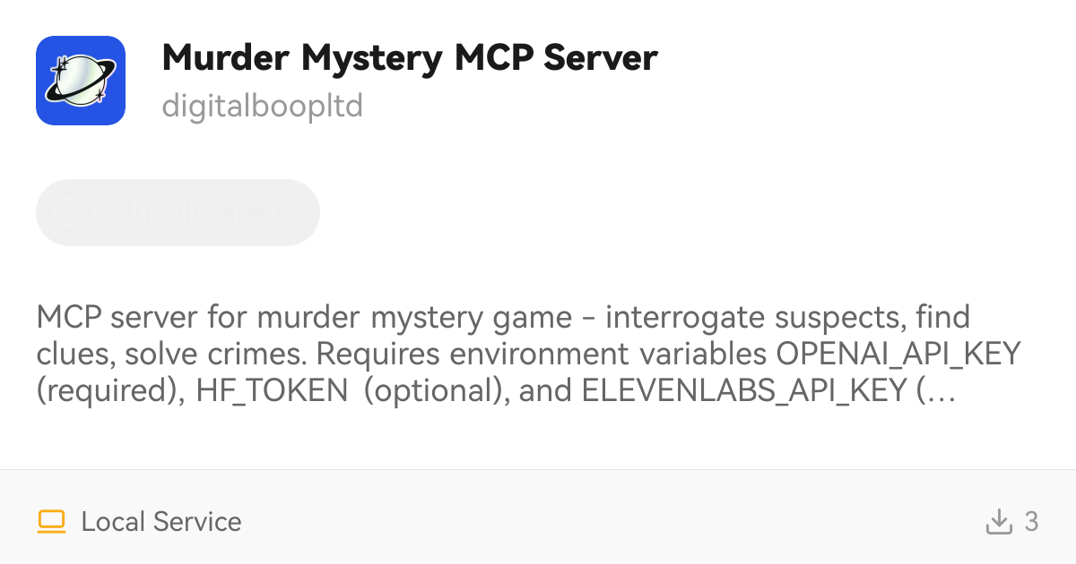 Murder Mystery MCP Server | MCP Servers · LobeHub