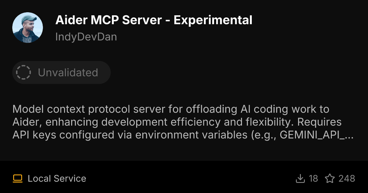 Aider MCP Server - Experimental | MC... · LobeHub
