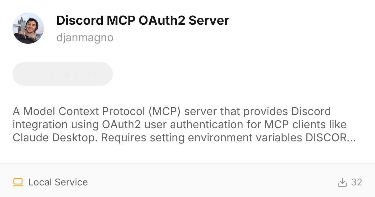 Discord MCP OAuth2 服务器 | MCP Servers · LobeHub
