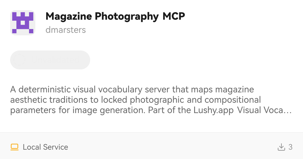 Magazine Photography MCP | MCP Servers · LobeHub