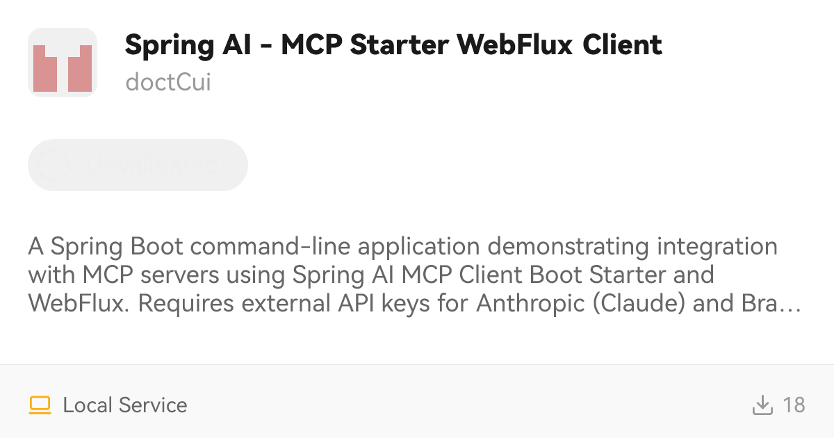 Spring AI - MCP Starter WebFlux 클라이언... · LobeHub