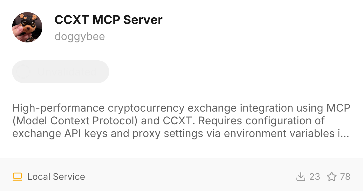 CCXT MCP 服务器 | MCP Servers · LobeHub